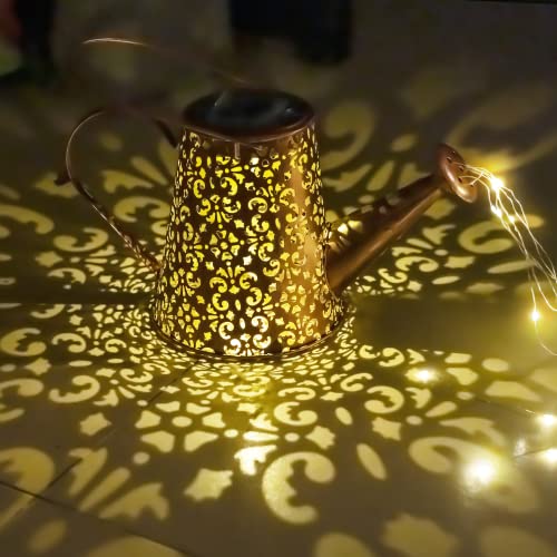 2 Pack Solar Lights Outdoor Garden Decor, Solar Watering Can with Cascading Lights, Large Hanging Lantern Waterproof, Outdoor Decorations Fairy Lights for Patio Lawn Yard Art Clearance Court Pathway