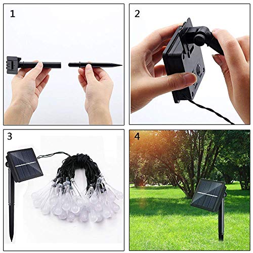 Solar String Lights, 22.9ft 50 Advanced Waterproof Water Drop Mode LED Solar Fairy Lights, Outdoor Saint Valentine's Day Lights for Patio, Lawn, Home, Garden, Wedding, Party Decorations