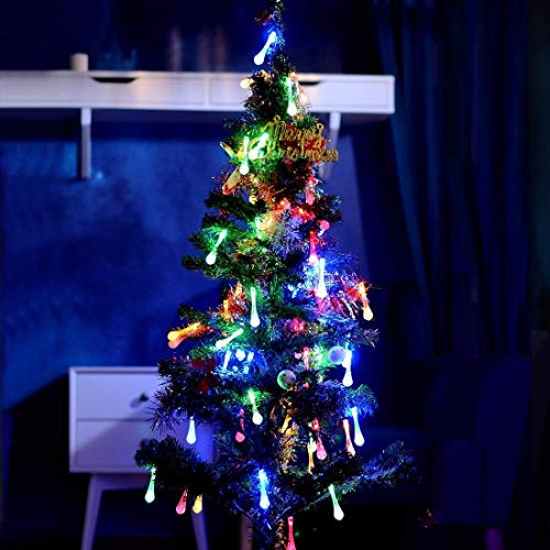 Solar String Lights, 22.9ft 50 Advanced Waterproof Water Drop Mode LED Solar Fairy Lights, Outdoor Saint Valentine's Day Lights for Patio, Lawn, Home, Garden, Wedding, Party Decorations