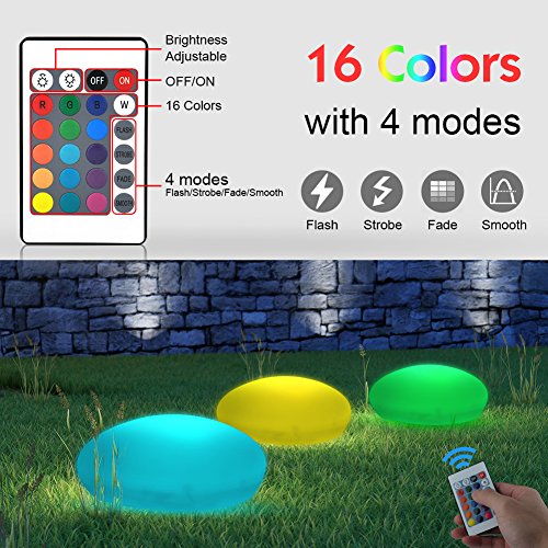 Blibly Solar Garden Lights Outdoor Glow Cobblestone Shape Lamp Garden Decor Light-White & RGB Lights Waterproof Landscape Night Lights for Lawn/Patio/Path