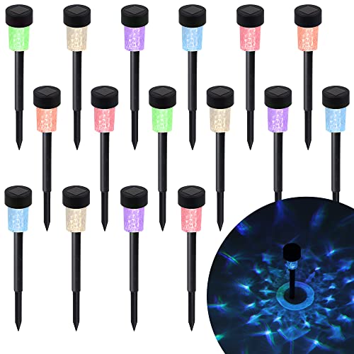 Dynaming 16 Pack Outdoor Solar Pathway Lights, RGB Color Changing LED Solar Powered Walkway Lights, Waterproof Landscape Decorative In-Ground Lighting for Garden Lawn Patio Yard Deck Driveway