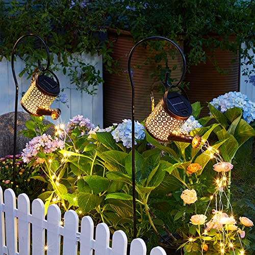 Solar Watering Can with Cascading Lights, Watering Can Lights Solar Powered, Solar Garden Lights Outdoor, for Patio Yard Pathway Walkway Decorations (1 Pack)