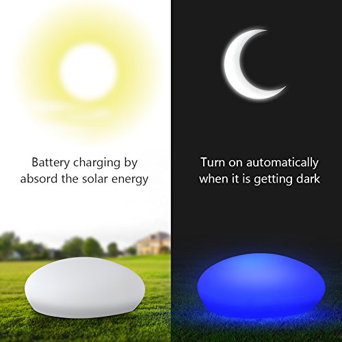 Blibly Solar Garden Lights Outdoor Glow Cobblestone Shape Lamp Garden Decor Light-White & RGB Lights Waterproof Landscape Night Lights for Lawn/Patio/Path