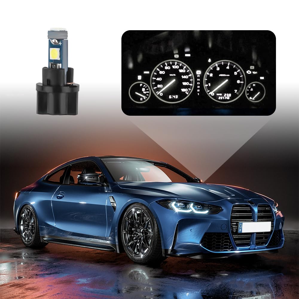 20PCS Car LED Dash Lights - Super Bright Instrument Cluster Light Bulbs with T5 37 74 LED Bulbs & Twist Lock Socket - Universal 12V LED Lights for Car Interior Accessories (White)