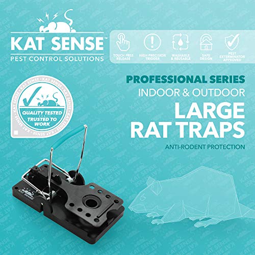 Rat Trap Outdoors, Set of 4, Reusable Indoor Pest Control Solutions for Trapping Large Rats, Chipmunks Squirrels. Instant Humane Kill Rodent Snap Traps That Work, A Better Effective Alternative