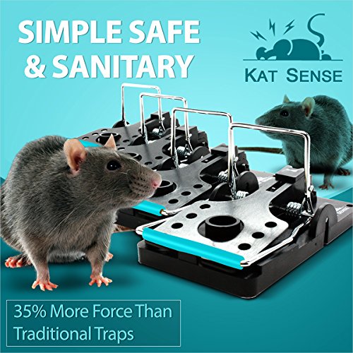 Rat Trap Outdoors, Set of 4, Reusable Indoor Pest Control Solutions for Trapping Large Rats, Chipmunks Squirrels. Instant Humane Kill Rodent Snap Traps That Work, A Better Effective Alternative