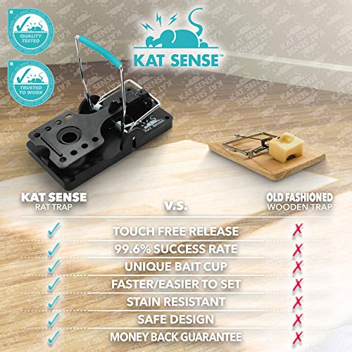 Rat Trap Outdoors, Set of 4, Reusable Indoor Pest Control Solutions for Trapping Large Rats, Chipmunks Squirrels. Instant Humane Kill Rodent Snap Traps That Work, A Better Effective Alternative