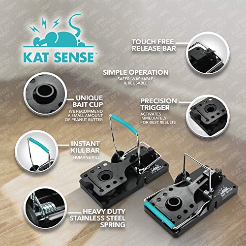 Rat Trap Outdoors, Set of 4, Reusable Indoor Pest Control Solutions for Trapping Large Rats, Chipmunks Squirrels. Instant Humane Kill Rodent Snap Traps That Work, A Better Effective Alternative