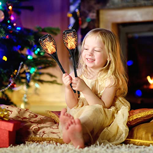 Aiencsai Solar Outdoor Lights Waterproof, 4 Pack Portable Solar Torch Light with Flickering Flame, Auto On/Off 400mh/A Outdoor Landscape Lights Decoration for Garden, Pathway and Yard