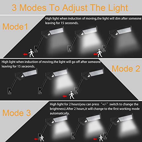 Solar Lights Outdoor with Remote Adjustable Pole 56Led,Waterproof, Motion Sensor Multi-Mode Solar Security Light for Fence,Yard,Road,Porch,Corridor,Garden,Grage(56LED-BLACK-2PACK)