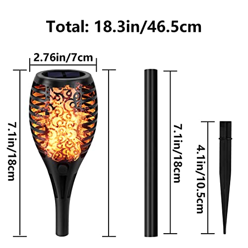 Aiencsai Solar Outdoor Lights Waterproof, 4 Pack Portable Solar Torch Light with Flickering Flame, Auto On/Off 400mh/A Outdoor Landscape Lights Decoration for Garden, Pathway and Yard