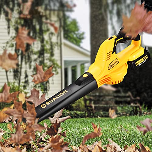 RUALION Cordless Leaf Blower: 280CFM 132MPH 20V Battery Leaf Blower with 4.0 Ah Battery & Charger Electric Leaf Blower for Lawn Care | Patio | Garageā¦