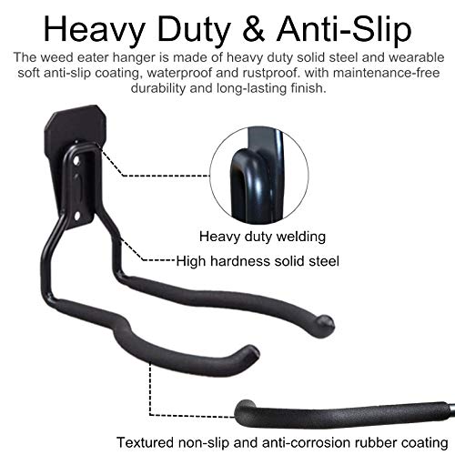 String Trimmer Hanger Bracket, Garden Lawn Trimmer Wall Mount, Falezern 1 Pcs Heavy Duty Weed Eater Rack For Garage. Garden Tool Organizer and Storage Hooks for Garage Trimmer, Garden Wall, Tool Room.