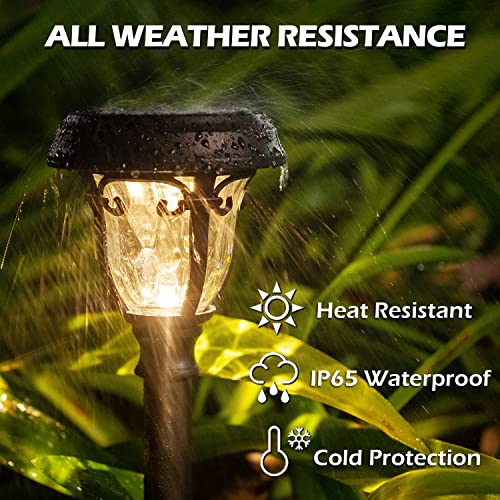 LeiDrail Solar Pathway Lights Outdoor, 2 Pack 2 Modes Bright Solar Path Light Metal Glass Waterproof for Garden Yard Patio Decoration Warm White/Cool White Landscape Lighting
