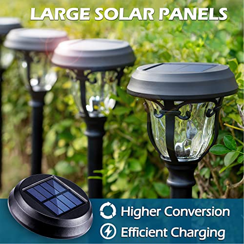 LeiDrail Solar Pathway Lights Outdoor, 2 Pack 2 Modes Bright Solar Path Light Metal Glass Waterproof for Garden Yard Patio Decoration Warm White/Cool White Landscape Lighting
