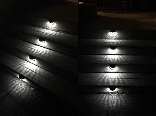 Lxcom Lighting Solar Powered Wall Lights 4 Pack Solar Power Fence Lights Outdoor Solar Stair Lights 2 LED Step Light Wall Mount Garden Path Step Lights for Garden Fence Walkways Stairways Path Pathway