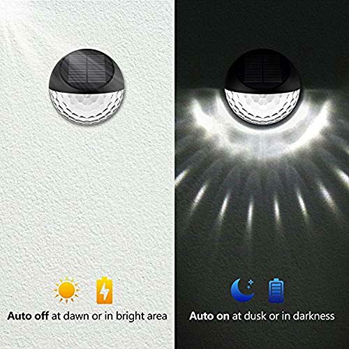 Lxcom Lighting Solar Powered Wall Lights 4 Pack Solar Power Fence Lights Outdoor Solar Stair Lights 2 LED Step Light Wall Mount Garden Path Step Lights for Garden Fence Walkways Stairways Path Pathway