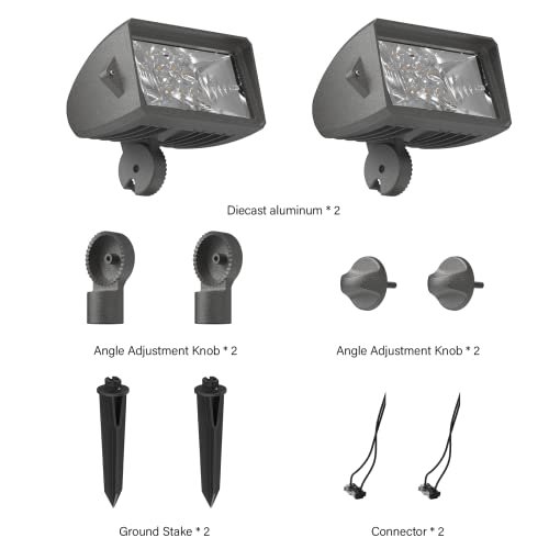 VENUS MANUFACTURING 2 Pack Low Voltage Wall Wash Lights 12V LED Landscape Lighting 18 Watt 600 Lumen Flag Light 2700K Warm White Metal Outdoor Spotlight Black Trees Light for Garden & Yard