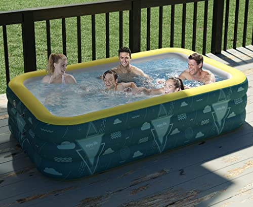 QMMD Paddling Pools for kids,Large Family pool, Children's Pool for swimming,Pools for kids with electric air pump 102"x67"x23.6",Portable Foldable for Adults Toddlers Children Garden Outdoor Backyard