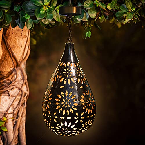 RUILAIYA Hanging Solar Lights Outdoor Garden Boho LED Flower Waterproof Decorative Metal Light for Porch Garden Outdoor (1 Pack)