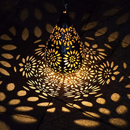 RUILAIYA Hanging Solar Lights Outdoor Garden Boho LED Flower Waterproof Decorative Metal Light for Porch Garden Outdoor (1 Pack)