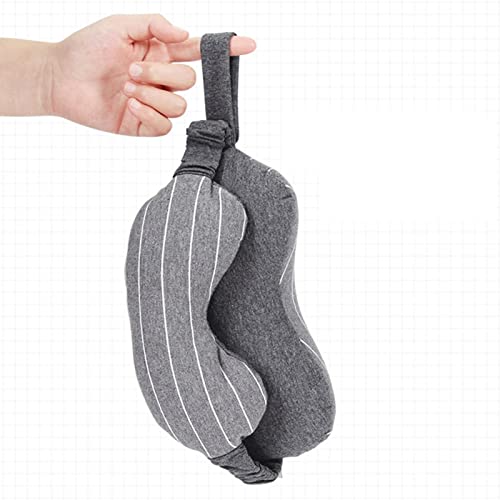 VENYAA Camping Pillow Travel Neck Pillow with Eye Mask Portable Head Neck Cushion Airplane Flight Sleep Rest Airplane Office Napping Sleeping Pillows (Color : Black)