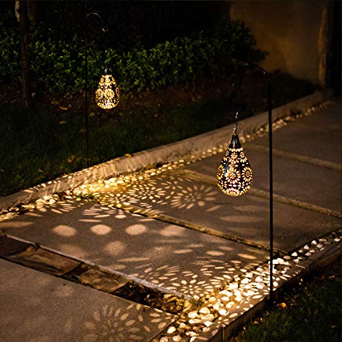 RUILAIYA Hanging Solar Lights Outdoor Garden Boho LED Flower Waterproof Decorative Metal Light for Porch Garden Outdoor (1 Pack)