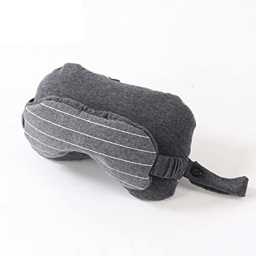 VENYAA Camping Pillow Travel Neck Pillow with Eye Mask Portable Head Neck Cushion Airplane Flight Sleep Rest Airplane Office Napping Sleeping Pillows (Color : Black)