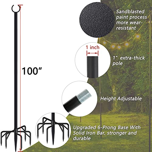 RINLAIN Patio String Lights Poles for Outdoors 2 Pack, 100 Inch Heavy Duty Designed String Light Pole to Use Your Garden, Backyard, Patio, Wedding, Party, Birthday Decorations