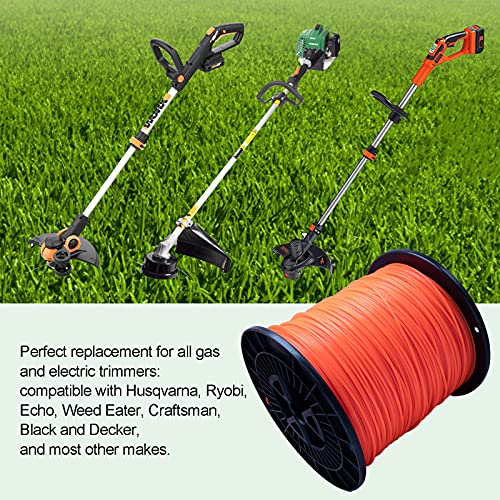 KAKO 095 Inch Trimmer Line, 0.095" Weed Wacker Eater String, Commercial Grade Round Nylon String Trimmer Line Replacement for String Trimmer Weed Trimmer .095"-1280ft-5lb-Spool( Orange)