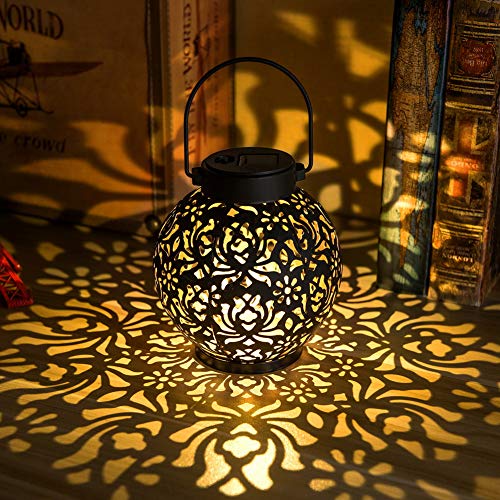 2 Pack Outdoor Solar Hanging Lantern Lights Decorative Christmas Light for Garden Patio Courtyard Lawn and Tabletop. Unique Gifts for Women Gardening.