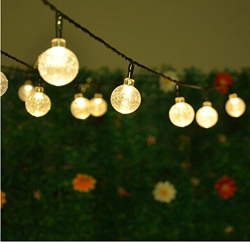 Hann Solar String Lights, 20ft 30 LEDs Crystal Ball 8 Working Modes Waterproof Outdoor String Lights Solar Powered Globe Fairy String Lights for Garden, Yard, Home, Landscape,Christmas Party