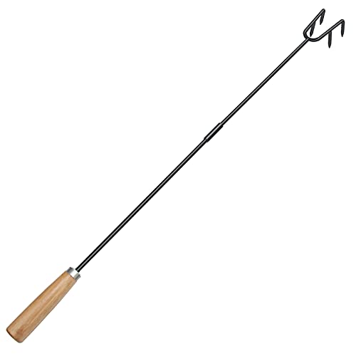 Steel Fireplace Poker 33 in, Luxiv Black Fire Pit Poker Detachable Metal Fire Stoker Poker Stick with Wood Handle and 4 Tips Camping Fireplace Tool for Outdoor Indoor Fireplace Tool for Fire Pit, BBQ