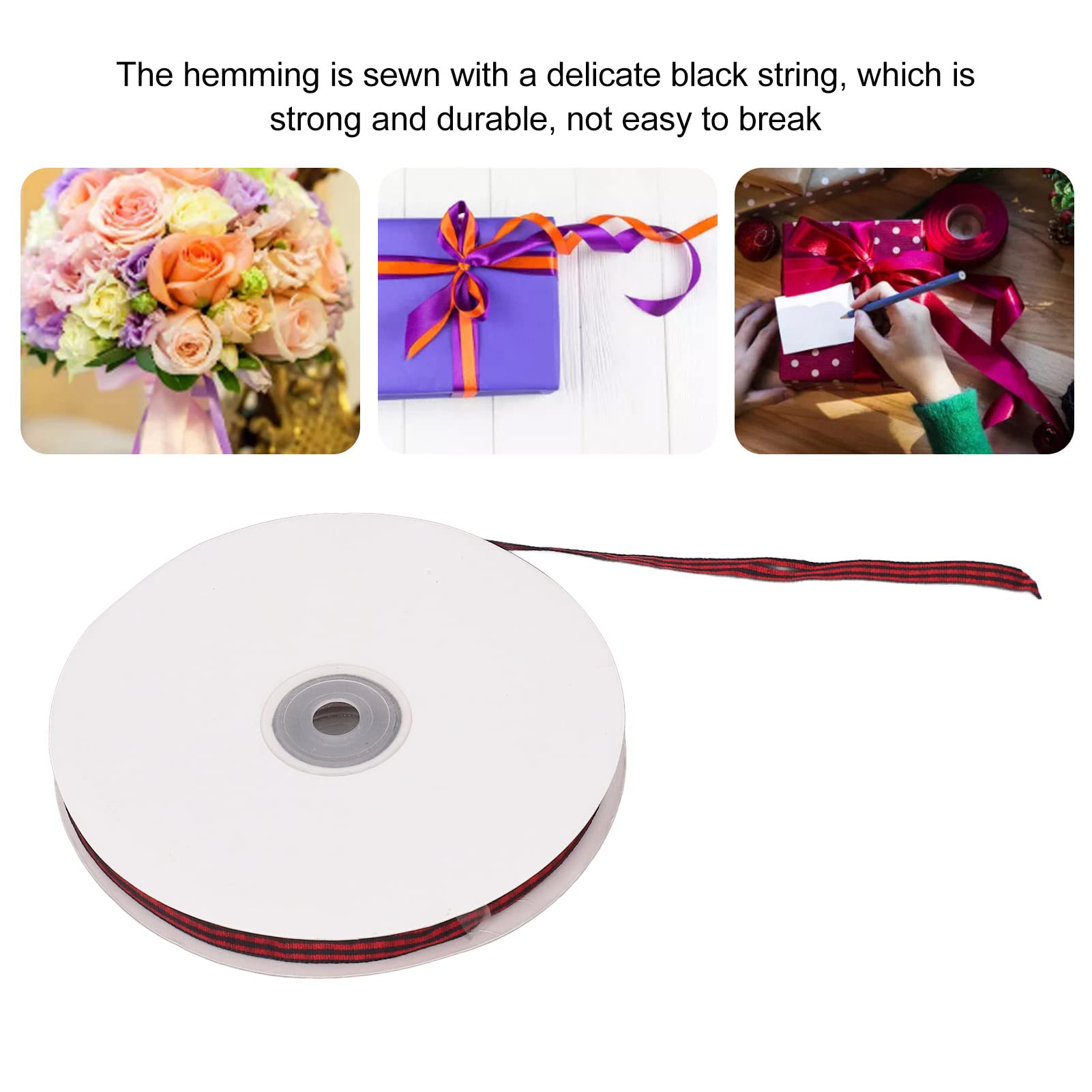 Christmas Wrapping Ribbon Festive Ornament Ribbons 50 Yards Wrapping Bands Gift Gifts Decorative Checks