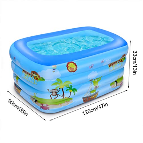 Small Inflatable Swimming Pool Blow Up Pool with 4 Separate Air Chambers Garden Backyard Rectangle Kids Pool,47" W*35" D*13" H