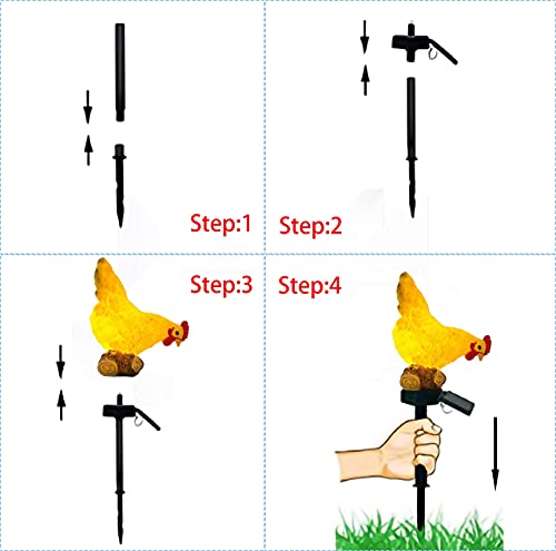 CHUANGFENG Solar Chicken Lights Chicken Statue Decorative Outdoor Chicken Solar Light Garden Decor for Outdoor Patio Yard Art Decoration