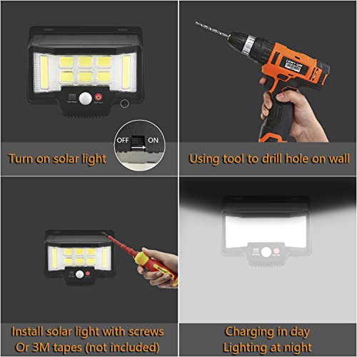 NODINIHU Solar Lights Outdoor,3 Lighting Modes,COB LED Solar Powered Motion Sensor Outdoor Lights,IP65 Waterproof Security Flood Lights,for Garden Yard Patio (2PACK)