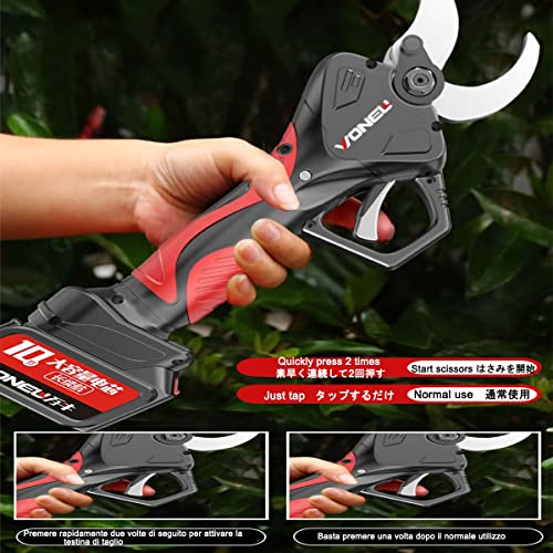 TURKAS Electric Pruning Shears 50mm/2" Cutting Diameter, Battery Powered Branch Cutter, Professional Cordless Pruner with LED Display Screen, 1 Pcs 889800H Lithium Battery, Secateurs for Garden