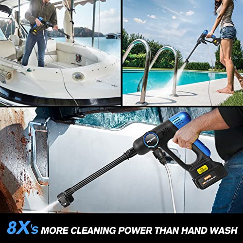 Heywork Cordless Pressure Washer, 600PSI Portable Pressure Washer Handheld, Power Pressure Cleaner with 6-in-1 Adjustable Nozzle
