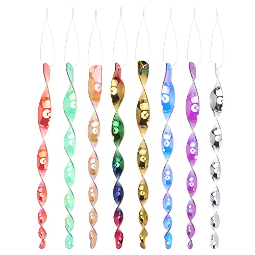 Yardwe 8Pcs Bird Blinder Reflective Hanging Decoy Pendant Sparkly Holographic Deterrent Bird Device for Orchard Garden 30CM Assorted Color
