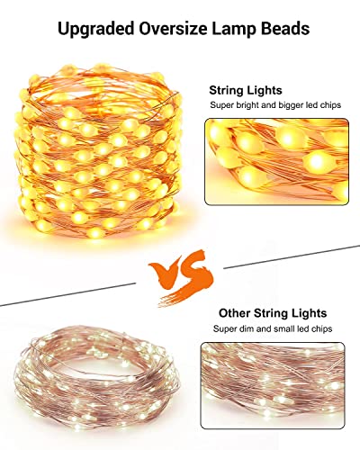 Flacchi Solar Fairy Lights Outdoor Waterproof - 2 Pack 39 ft 100 LED 8 Modes Solar String Lights for Patio Garden Yard Party Wedding Warm White