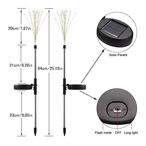Anordsem Solar Garden Lights 2 Pack, Solar Fireworks Lights DIY Firework Lights,Outdoor Decorative Solar Lights IP65 Waterproof LED,Solar Pathway Lights for Walkway Patio Backyard Party (Warm White)