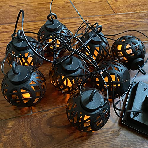 Outdoor Solar String Lights,Waterproof Hanging Solar Lights with 8 Flickering Flame Night Lights for Christmas Tree Halloween Outdoor Party Garden Path Yard Patio Driveway Pathway Balcony Decoration