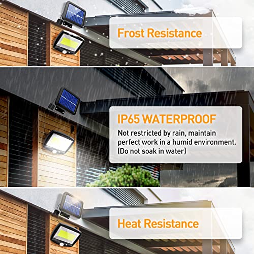 Eyesgood Solar Outdoor Lights Waterproof 2 Pack LED Solar Powered Flood Lights with Motion Sensor Dusk to Dawn Outdoor Lighting with 16.4Ft Cable for Outside Yard Porch Garden Patio Path