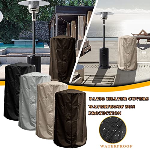 Patio Heater Covers, Waterproof Heavy Duty Dustproof Sunlight-Resistant Oxford Coated Fabric Propane Heater Covers for Outdoor Garden for All Weather Protection (Grey)