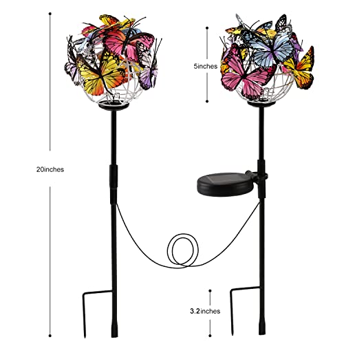 Outdoor Solar Lights Butterfly Lights Garden Decorative Solar Stake Lights with Butterflies Decor Powered Waterproof for Patio Garden Yard Pathway 2 Pack