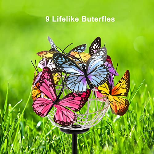 Outdoor Solar Lights Butterfly Lights Garden Decorative Solar Stake Lights with Butterflies Decor Powered Waterproof for Patio Garden Yard Pathway 2 Pack