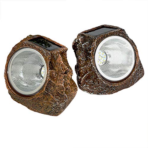 EiGreen Solar Garden Rock Lights Outdoor, 2 Pack 10 LED Waterproof Solar Powered Rock Light, Outdoor Landscaping Spotlights, for Indoor and Outdoor Decoration