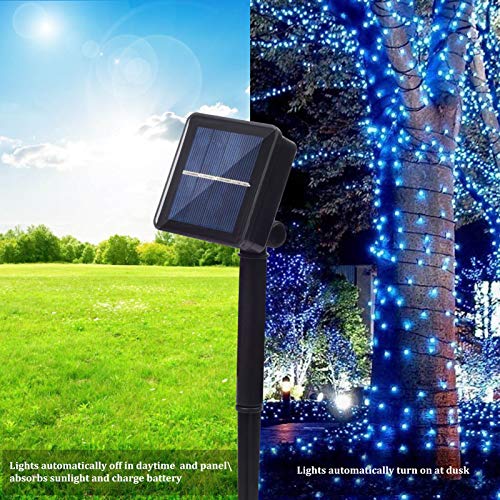 LuGlint String Lights Outdoor, 2Pack 39.4FT 100 LED Solar String Lights Outdoor,8 Modes Solar Christmas Lights for Indoor/Outdoor Tree,Patio,Garden,Christmas,Holiday,Halloween Party Decor (Blue)