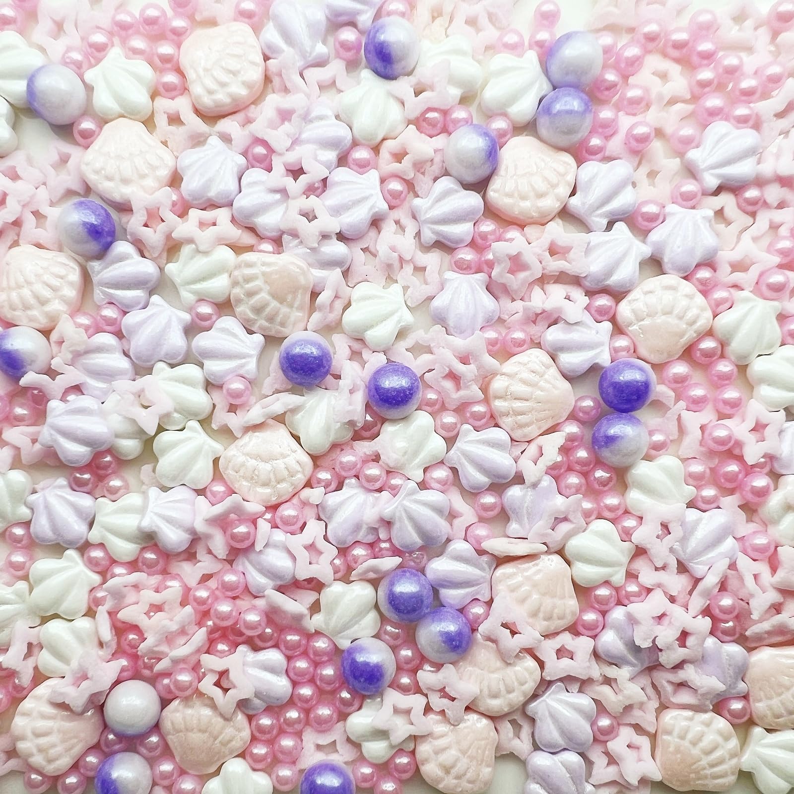 SE Si&Moos Pink Sprinkles Pink Sea Shell Sprinkles Edible Seashells Cake Decorations Edible Beach Cake Decoration Edible Sea Shell Cake Sprinkles Pink Edible Pearls for Decorating Cakes,Cupcakes,Desserts Toppings 3 OZ